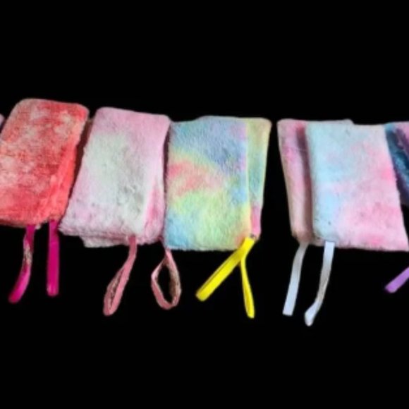 Other | Furry Pencil Pouch Tie Dye Rainbow Pencil Case Fluffy Plush ...
